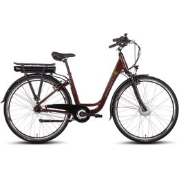 Saxonette Unisex SAXONETTE &raquo;City Plus&laquo; 7 Gang Nabenschaltung Frontmotor 250 W mit Akku-Ladeger&auml;t, Pedelec, Elektrofahrrad f&uuml;r Damen u. Herren rot