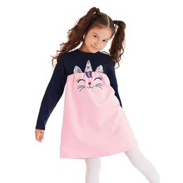 Denokids Kleid "Uni-cat" in Dunkelblau/ Rosa - 65% | Gr&ouml;&szlig;e 116 | Kinderkleider