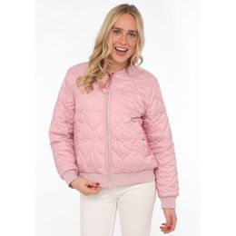 Zwillingsherz Damen Bomberjacke &raquo;"Be Happy"&laquo; ohne Kapuze modisch, Kontrastdetails, regular fit, lang&auml;rmelig, mit Herzsticker rosa M