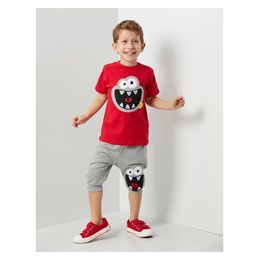 Denokids 2tlg. Outfit "Mr Laugh" in Rot/ Grau - 65% | Gr&ouml;&szlig;e 128 | Kinder-oberteile