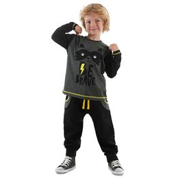Denokids 2tlg. Outfit "Rawr Comics" in Schwarz/ Anthrazit - 68% | Gr&ouml;&szlig;e 110 | Kinder-longsleeves