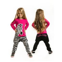 Denokids 2tlg. Outfit "Zebra Fashion" in Pink/ Schwarz - 69% | Gr&ouml;&szlig;e 110 | Kinder-longsleeves