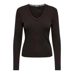 Only Damen Only V-Shirt &raquo;ONLSARA SHARAI L/S V-NECK TOP JRS&laquo; Baumwollmischung, slim fit XS