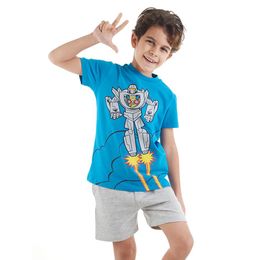 Denokids 2tlg. Outfit "Robot" in Hellblau/ Hellgrau - 69% | Gr&ouml;&szlig;e 104 | Kinder-oberteile