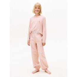 Tommy Hilfiger Underwear M&auml;dchen Pyjama Set, 2 tlg. f&uuml;r Kinder bis 16 Jahren, reine Baumwolle, Logoschriftzug am Bund rosa 140/146