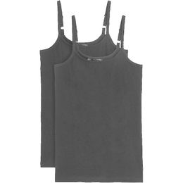 bonprix Damen bonprix Shirttop Packung, 2 Slim fit, ohne &Auml;rmel, langer Schnitt, aus Baumwolle mit Elasthan 56/58 (XXXL)
