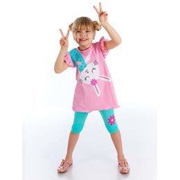 Denokids 2tlg. Outfit "Bunny" in Rosa/ T&uuml;rkis - 67% | Gr&ouml;&szlig;e 116 | Kinder-blusen-hemden