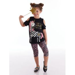 Denokids 2tlg. Outfit "Unique Zebra" in Schwarz/ Rosa - 67% | Gr&ouml;&szlig;e 134 | Kinder-blusen-hemden
