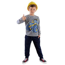 Denokids 2tlg. Outfit "Tractor" in Grau/ Dunkelblau - 67% | Gr&ouml;&szlig;e 122 | Kinder-longsleeves