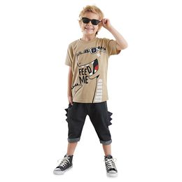 Denokids 2tlg. Outfit "Hungry Dino" in Beige/ Anthrazit - 70% | Gr&ouml;&szlig;e 92 | Kinder-oberteile