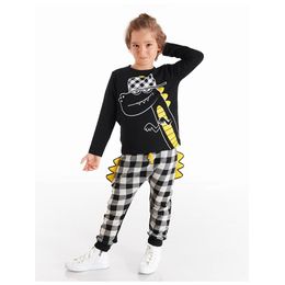 Denokids 2tlg. Outfit "Dino" in Schwarz/ Wei&szlig; - 72% | Gr&ouml;&szlig;e 110 | Kinder-longsleeves
