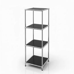 Floordirekt Standregal Concept Epure Mk-005, Schwarz Hochglanz, Metall, 30x89x30 cm, stehend, Wohnzimmer, Regale, B&uuml;cherregale