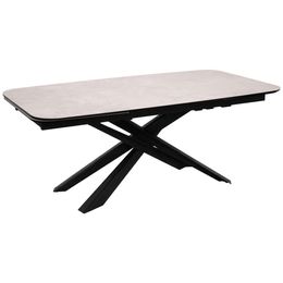 Novel Esstisch, Schwarz, Beige, Metall, Glas, Keramik, rechteckig, eckig, 100x76x190-290 cm, ausziehbar, Esszimmer, Tische, Esstische, Glastische