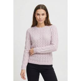 Rundhalspullover Vila "VILOWEN L/S POINTELLE KNIT TOP/PB", Damen, Gr. XL, cherry blossom, Strick, Obermaterial: 90% Baumwolle, 10% Nylon, unifarben, normal, Rundhals, Pullover Rundhalspullover