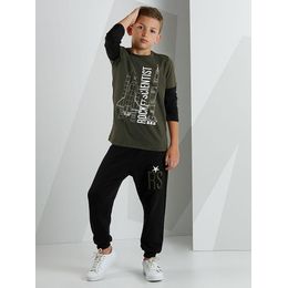 Denokids 2tlg. Outfit "RS" in Khaki/ Schwarz - 64% | Gr&ouml;&szlig;e 98 | Kinder-longsleeves