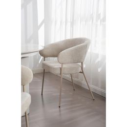 Livetastic Armlehnstuhl, Beige, Holz, Metall, Textil, Pappel, Sperrholz, Rundrohr, 60x81x60 cm, Esszimmer, St&uuml;hle, Esszimmerst&uuml;hle, Armlehnenst&uuml;hle