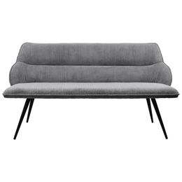 Mid.you Sitzbank Cord, Grau, Metall, Textil, 3-Sitzer, 163x85x67 cm, Esszimmer, B&auml;nke, Sitzb&auml;nke
