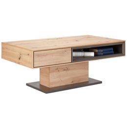 Hom&acute;in Hom`in Couchtisch, Eiche Artisan, Holzwerkstoff, 2 Schublade(n) Schubladen, rechteckig, S&auml;ule, Bodenplatte, 65x44x115 cm, Stauraum, Wohnzimmer, Wohnzimmertische, Couchtische, Couchtische mit Stauraum