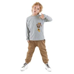 Denokids 2tlg. Outfit "Pocket Tiger" in Grau/ Hellbraun - 71% | Gr&ouml;&szlig;e 104 | Kinder-longsleeves