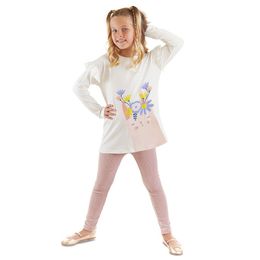 Denokids 2tlg. Outfit "Flowery Bunny" in Wei&szlig;/ Rosa - 71% | Gr&ouml;&szlig;e 104 | Kinder-longsleeves