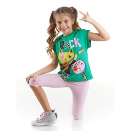 Denokids 2tlg. Outfit "Rock Gang" in Gr&uuml;n/ Rosa - 69% | Gr&ouml;&szlig;e 104 | Kinder-oberteile