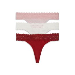 Tommy Hilfiger Underwear Damen Tanga 3 Stk. K&ouml;rpernahe Passform mit elastischem Spitzenbund XL (42/44), 3 Stk.