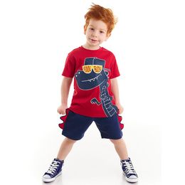 Denokids 2tlg. Outfit "Cool Dino" in Rot/ Dunkelblau - 66% | Gr&ouml;&szlig;e 110 | Kinder-oberteile