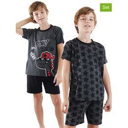 Denokids 2er-Set: Pyjamas in Schwarz/ Anthrazit - 65% | Gr&ouml;&szlig;e 122 | Kinder-waesche
