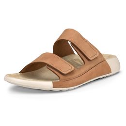 Pantolette Ecco "COZMO W", Damen, Gr. 42, braun, Nubukleder, Schuhe Pantolette, Sommerschuh, Schlappen mit zwei Klettverschlussriemen