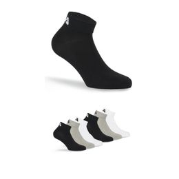 Fila Damen Kurzsocken &raquo;UNISEX INVISIBLE PLAIN SOCKS&laquo; 6 Paar, 6 Stk. tlg. Baumwollmischung, Rippenb&uuml;ndchen, flache Zehennaht schwarz-wei&szlig; 43-46