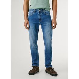 Pepe Jeans Damen Tapered-fit-Jeans &raquo;STANLEY&laquo; Ziern&auml;hte an den Ges&auml;&szlig;taschen blau 32, L&auml;nge 32