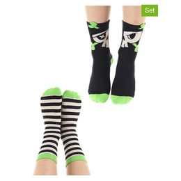 Denokids 2er-Set: Socken "Pirates" in Schwarz/ Gr&uuml;n - 50% | Gr&ouml;&szlig;e 104/110 | Kinder-socken-strumpfhosen