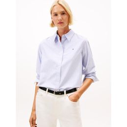 Tommy Hilfiger Damen Hemdbluse &raquo;OXFORD RELAXED FIT SHIRT mit Hemdblusenkragen und Stickerei&laquo; Baumwolle, relaxed fit blau 46