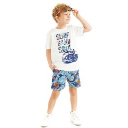 Denokids 2tlg. Outfit "Surf" in Wei&szlig;/ Bunt - 66% | Gr&ouml;&szlig;e 140 | Kinder-oberteile