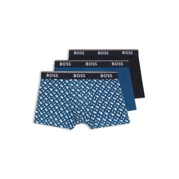 Trunk BOSS, Herren, Gr. S, 3 Stk., open blau 462, Jersey, Obermaterial: 95% Baumwolle, 5% Elasthan, unifarben, k&ouml;rpernah, Unterhosen, aus Stretch-Baumwolle, elastischer Bund, mittlere Bundh&ouml;he