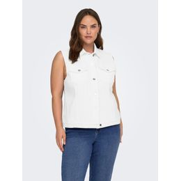 Jeansweste Only CARMAKOMA "CARWESPA WEST DNM PIM619 NOOS", Damen, Gr. 42, wei&szlig;, Denim/Jeans, Obermaterial: 79% Baumwolle, 20% Polyester, 1% Elasthan, unifarben, regular fit normal, Westen