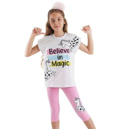 Denokids 2tlg. Outfit "Believe" in Wei&szlig;/ Rosa - 71% | Gr&ouml;&szlig;e 134 | Kinder-oberteile