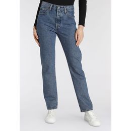 Levi's 5-Pocket-Jeans LEVI'S "501 Long", Damen, Gr. 25, L&auml;nge 32, blau (mid indigo blau), Denim/Jeans, Obermaterial: 100% Baumwolle, figurbetont, Jeans 5-Pocket-Jeans, 501 Collection