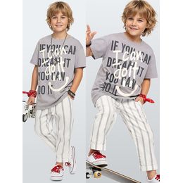 Denokids 2tlg. Outfit in Grau/ Wei&szlig; - 65% | Gr&ouml;&szlig;e 128 | Kinder-oberteile
