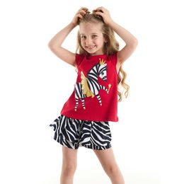 Denokids 2tlg. Outfit "Ballet Zebra" in Rot/ Schwarz - 64% | Gr&ouml;&szlig;e 110 | Kinder-oberteile