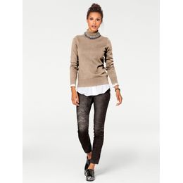 Rollkragenpullover Heine "Rollkragen-Pullover", Damen, Gr. 36, beige, 100% Baumwolle, unifarben, Pullover Rollkragenpullover