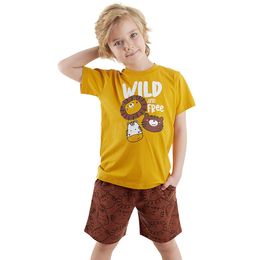 Denokids 2tlg. Outfit "Wild Friends" in Gelb/ Hellbraun - 70% | Gr&ouml;&szlig;e 104 | Kinder-oberteile