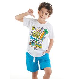 Denokids 2tlg. Outfit "Holiday" in Wei&szlig;/ Hellblau - 65% | Gr&ouml;&szlig;e 122 | Kinder-oberteile