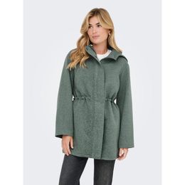 Only Damen Only Kurzmantel &raquo;ONLSEDONA LIGHT HOOD COAT OTW CC&laquo; verdeckter Rei&szlig;verschluss, Kapuze, tailliert gr&uuml;n L
