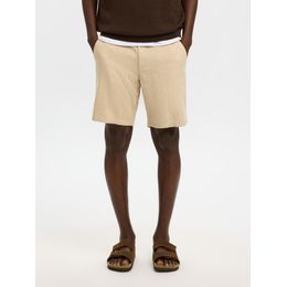 Chinoshorts Selected "SLHREGULAR-BRODY SUN SHORTS NOOS", Herren, Gr. XXL, N-Gr, beige (incense), Web, Obermaterial: 54% Baumwolle, 45% Leinen, 1% Elasthan, unifarben, regular fit ca. Mitte Oberschenkel, Hosen Chinoshorts