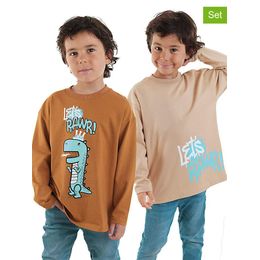 Denokids 2er-Set: Longsleeves in Hellbraun/ Beige - 63% | Gr&ouml;&szlig;e 134 | Kinder-longsleeves