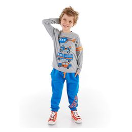 Denokids 2tlg. Outfit "Team" in Blau/ Grau - 71% | Gr&ouml;&szlig;e 104 | Kinder-longsleeves