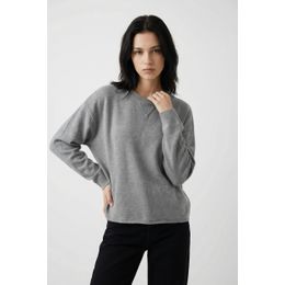 V&eacute;ro Moda Strickpullover VERO MODA "VMBOOM LS O-NECK PULLOVER BOO", Damen, Gr. XS, medium grau melange, Strick, Obermaterial: 85% Polyester, 7% Polyacryl, 5% Wolle, 3% Elasthan, unifarben, regular fit, Rundhals, Pullover Strickpullover, mit Rundhalsausschnitt