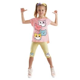Denokids 2tlg. Outfit "Cat Friends" in Rosa/ Gelb - 69% | Gr&ouml;&szlig;e 104 | Kinder-oberteile