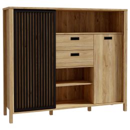 Highboard Jytana Schwarz/Eichefarben